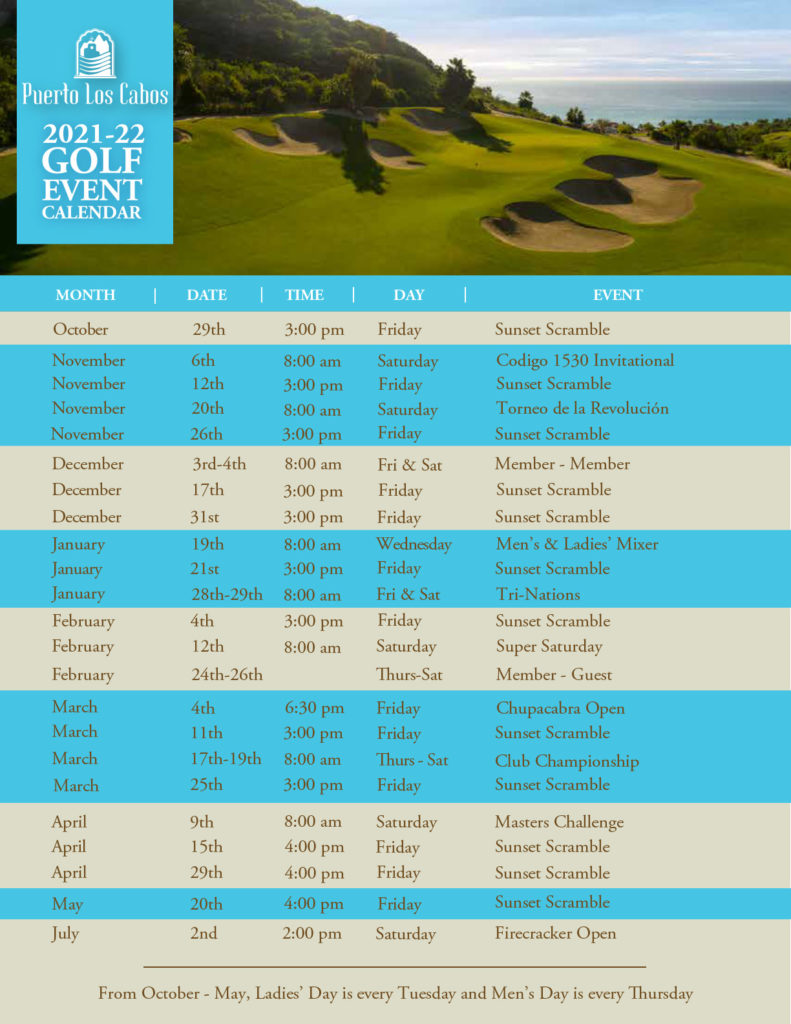 PLC Golf Event Calendar – Puerto Los Cabos HOA